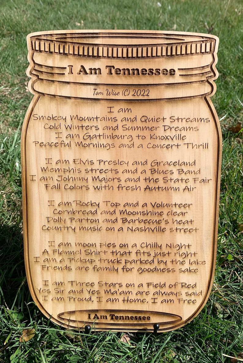 Tennessee Poem Rustic Wooden Mason Jar Sign 13by 8.5 - Etsy