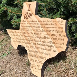 Texas Tall Original Poem Rustic Wood Sign 14" by 14" by 3/4" Laser Cut ...
