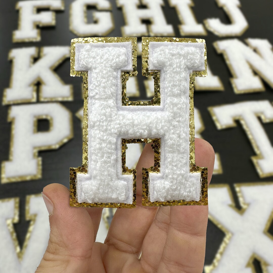 White Chenille Letter Patch, 2.5 Inch, Adhesive Chenille Letter Patch ...