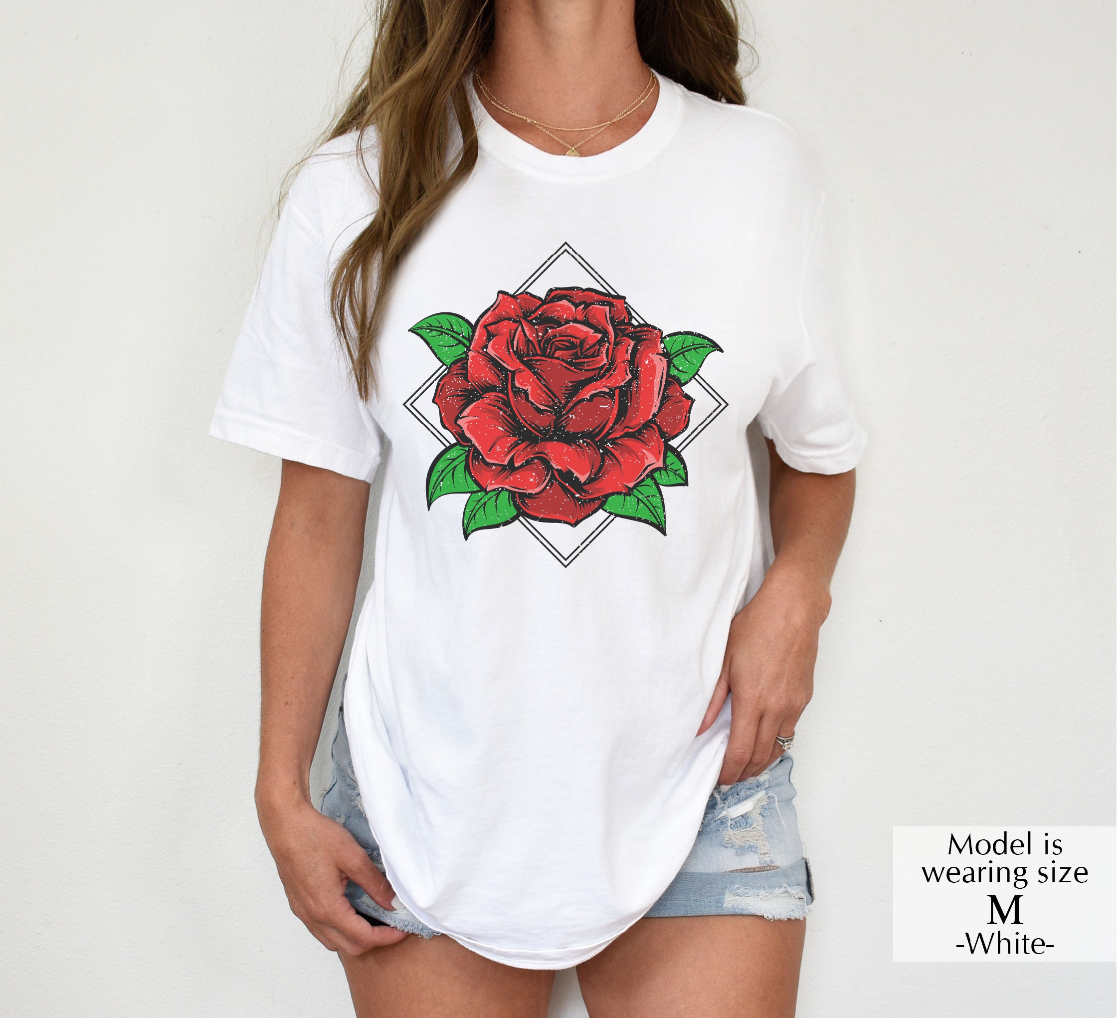 Rose Shirt Red Rose Graphic Tee Gifts for Mom Cute Floral - Etsy
