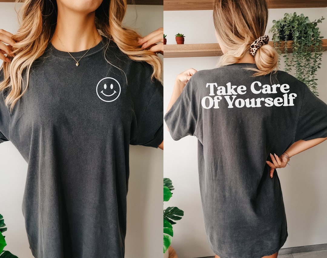 Comfort Colors Take Care of Yourself Tee, Mental Health Emoji Smile Tee ...