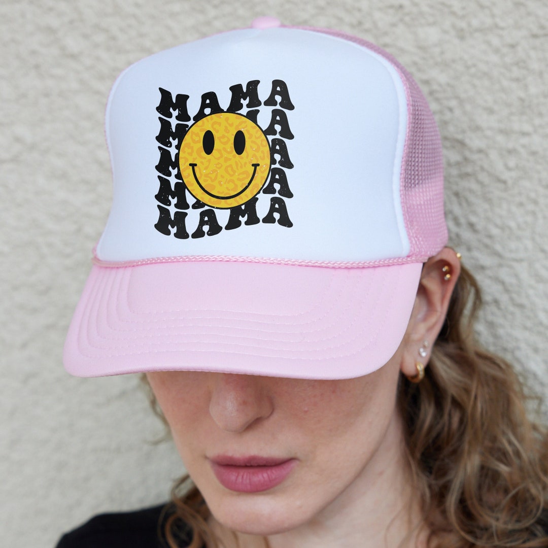 Mama Smiley Hat, Retro Mama Hat, Mother's Day Hat, Happy Mom Hat, Mama ...