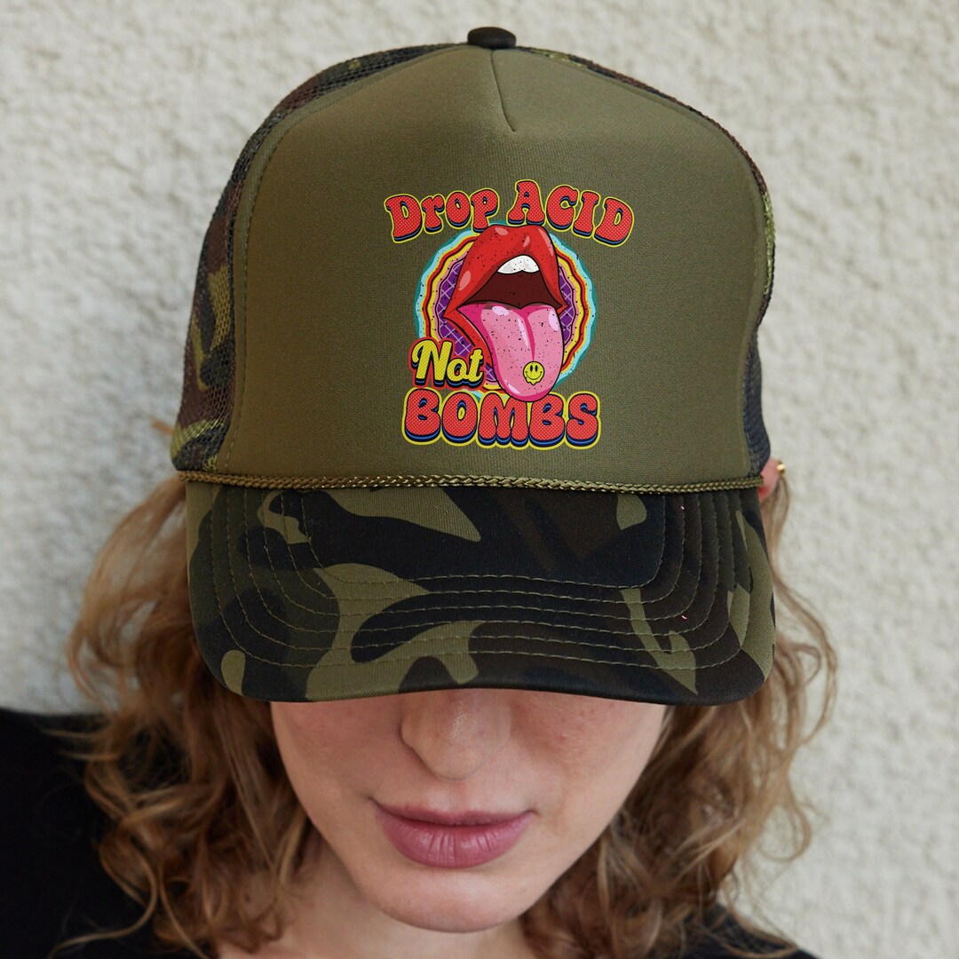 Drop Acid Not Bombs Hats, Hippie Hat, Vintage Psychedelic Hat, 70s ...