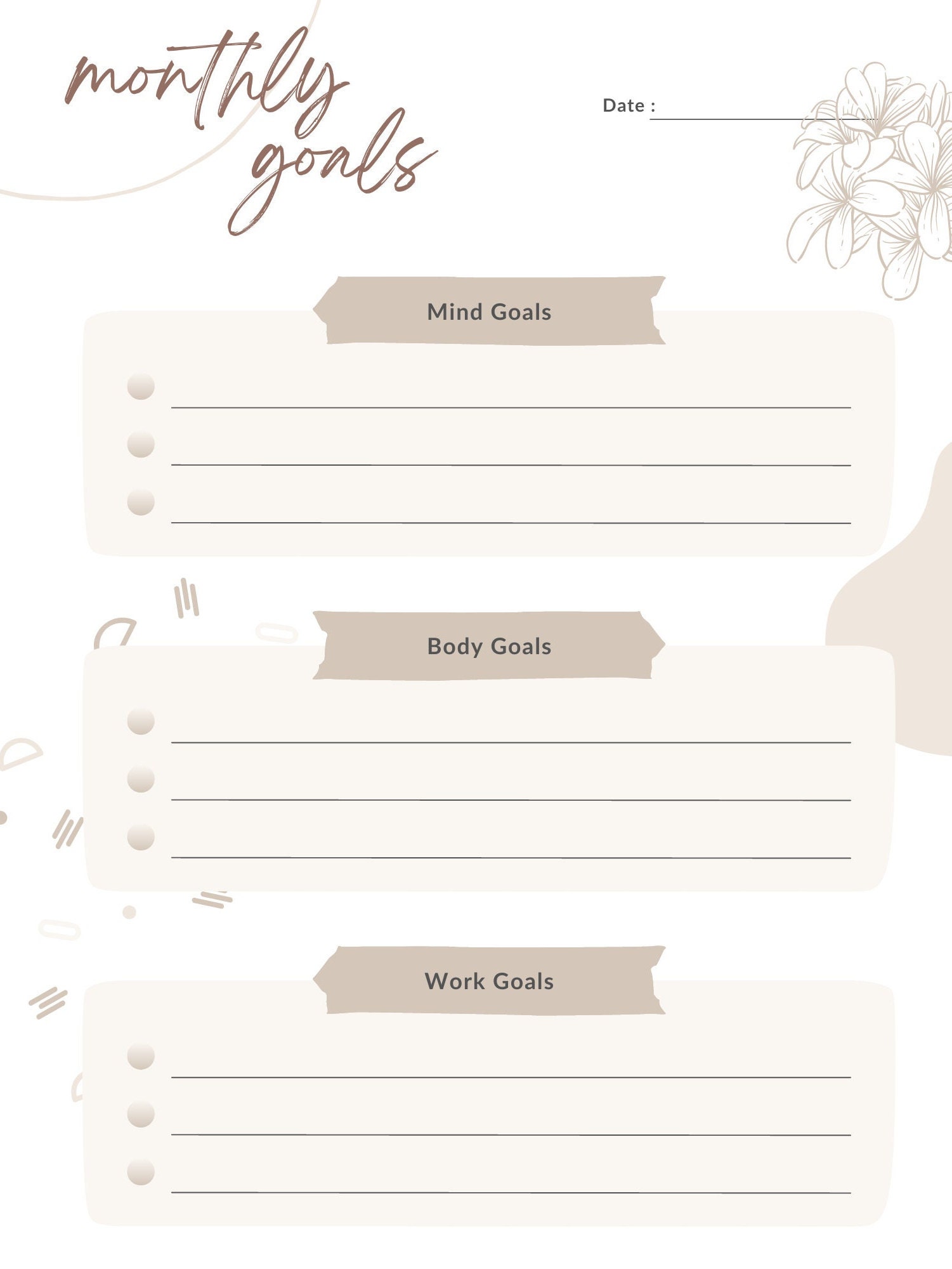 Monthly Goal Planner Printable Plannerdigital Monthly Budget - Etsy