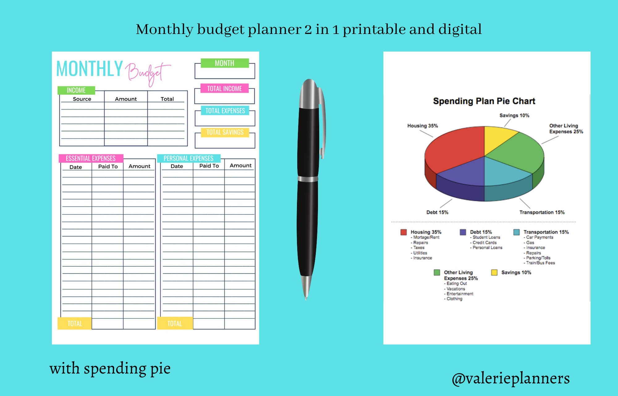 Printable Digital Monthly Budget Planner - Etsy