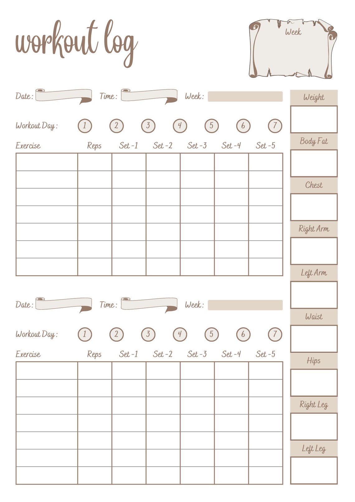 Digital Workout Log - Etsy