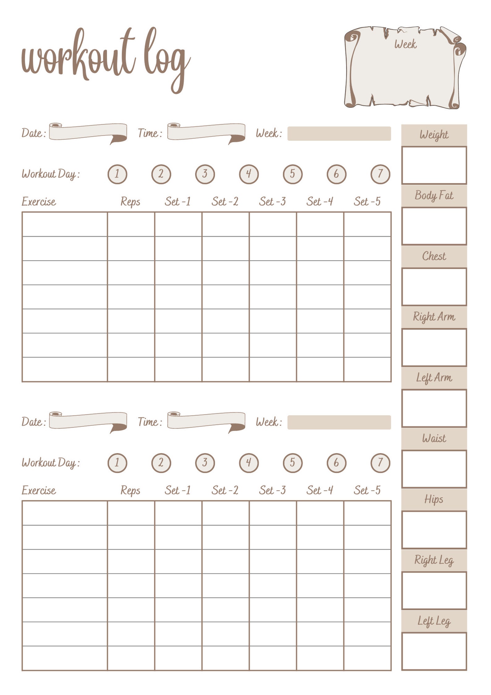 Digital Workout Log - Etsy