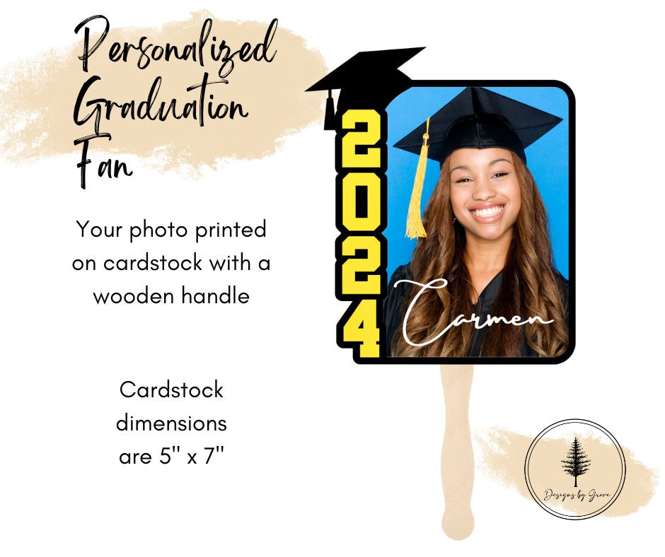 Personalized Graduation Fan, Grad 2024, Grad Cake Topper, Grad Face on ...