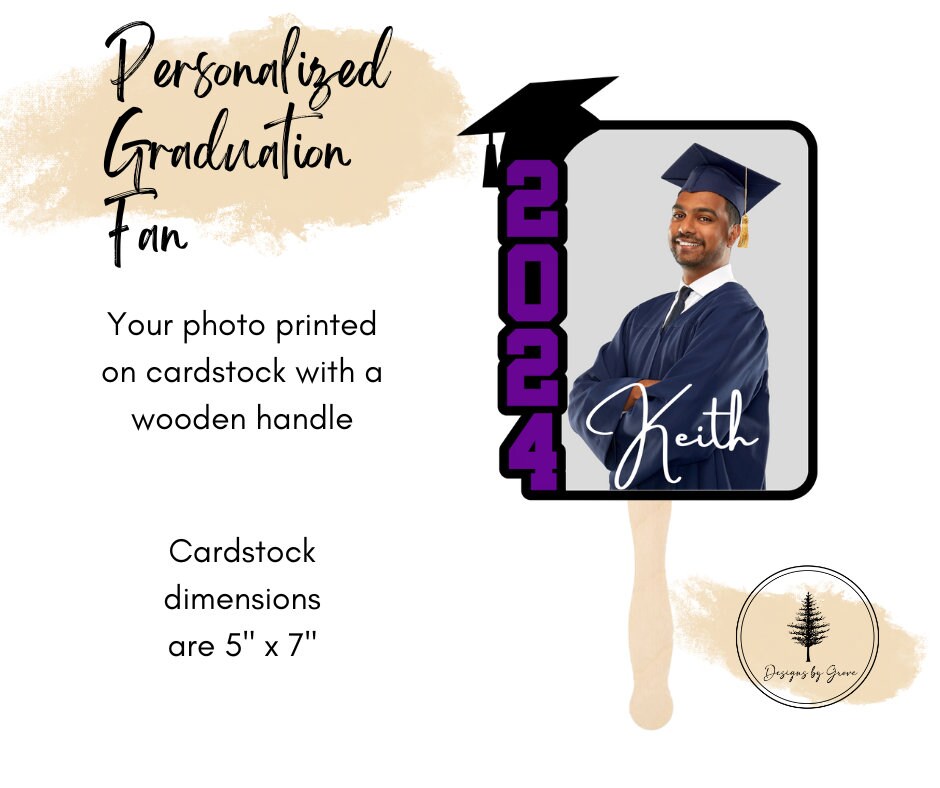 Personalized Graduation Fan, Grad 2024, Grad Cake Topper, Grad Face on ...