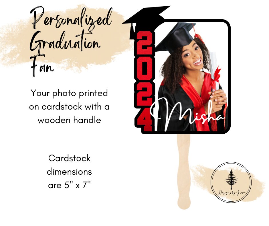 Personalized Graduation Fan, Grad 2024, Grad Cake Topper, Grad Face on ...