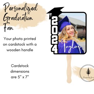 Personalized Graduation Fan, Grad 2024, Grad Cake Topper, Grad Face on ...