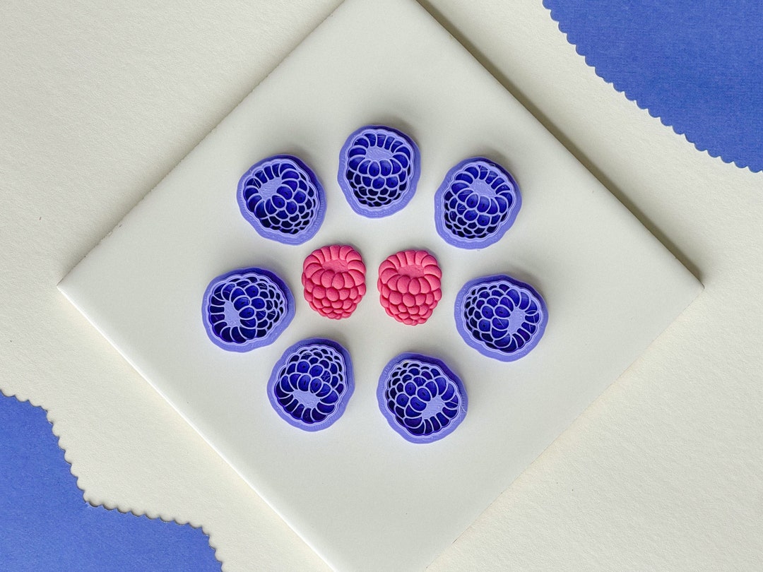Raspberry Clay Cutter, Individual OR Mirrored Set Options, Fruit Clay ...