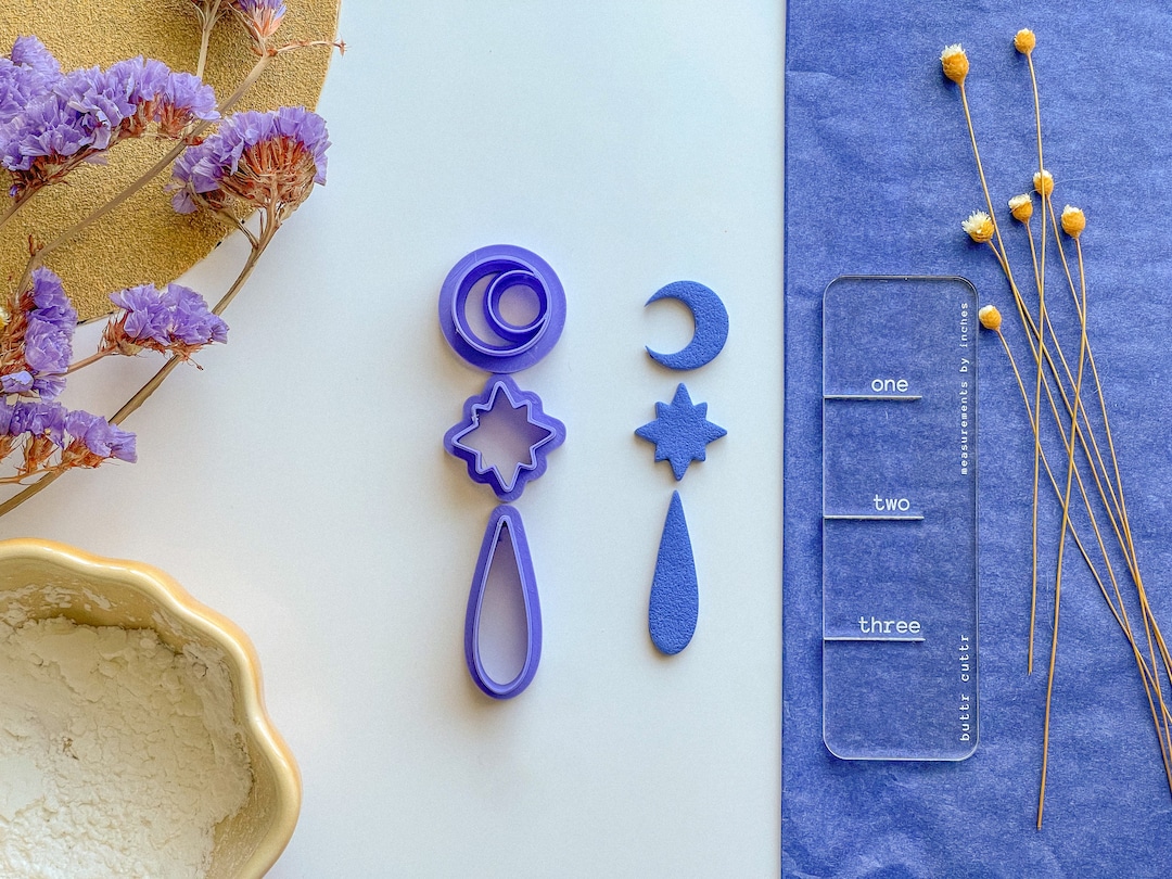 Moon and Star Dangle Set, Polymer Clay Cutter Set, Clay Dangle Sets ...