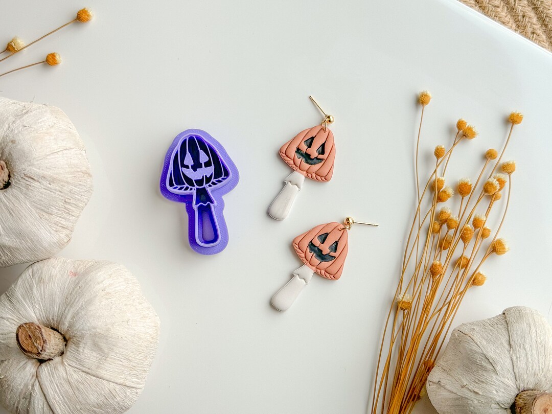 Jack-o-shroom Clay Cutter, Mirrored Options, Halloween Clay Cutter ...
