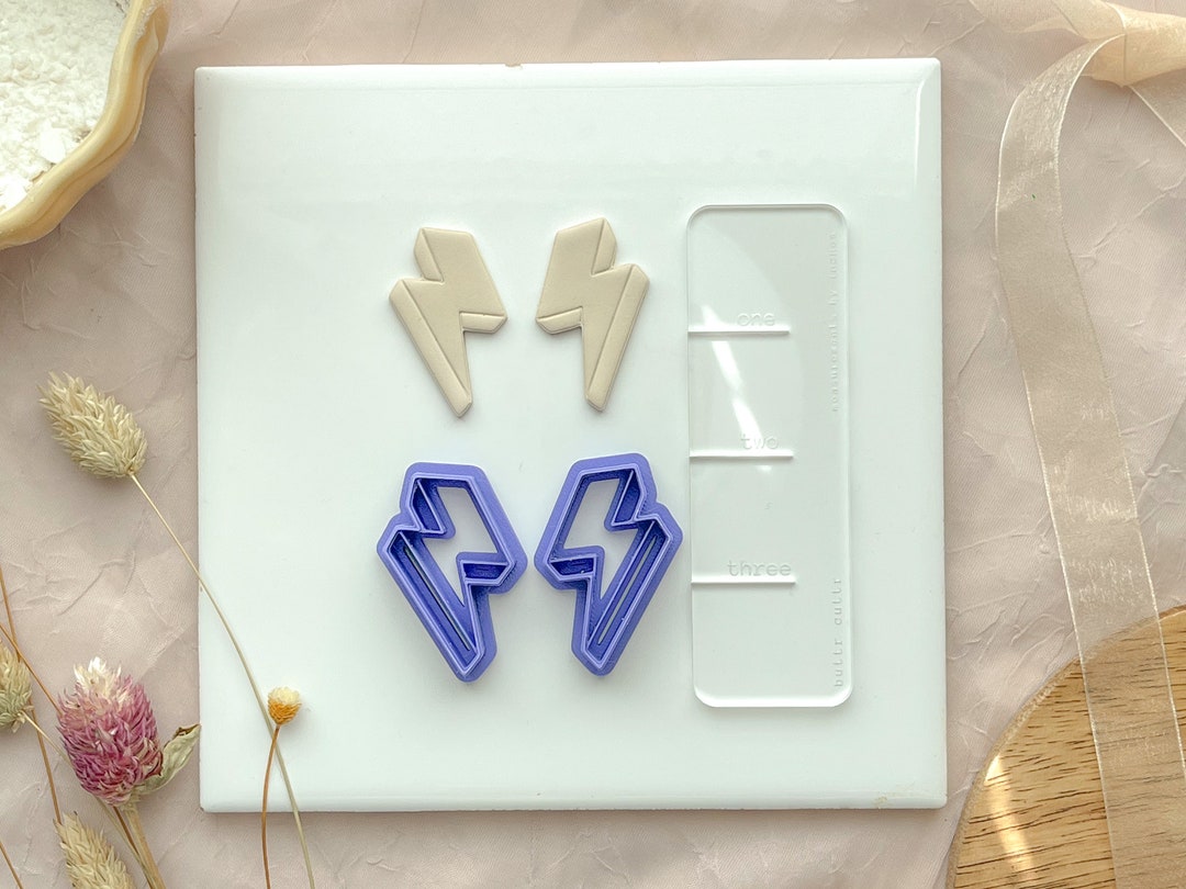 Lightning Bolt Clay Cutter, Polymer Clay Cutter, 1.5 Inch, Mirrored Set ...