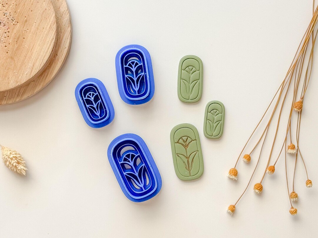 Tulip Stained Glass Embossed Clay Cutter | Polymer Clay Cutter | Three ...