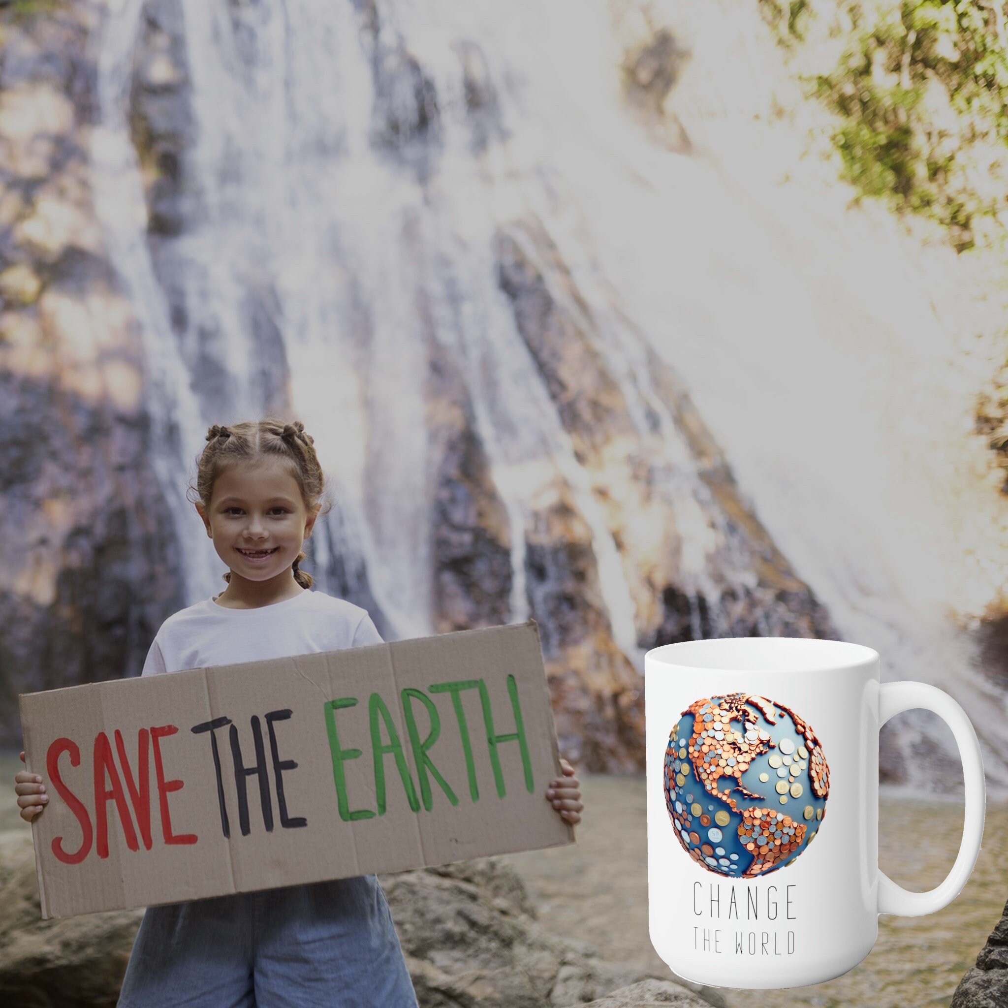 Change the World 15-ounce Mug, Cute Earth Day Mug, Climate Change ...