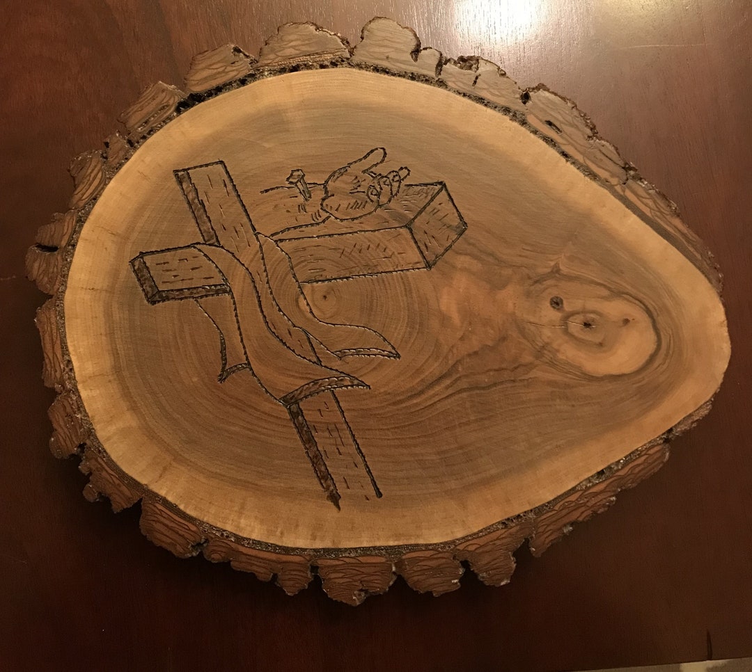 Tree Slice Black Walnut Cross on One Side Milk Can on - Etsy