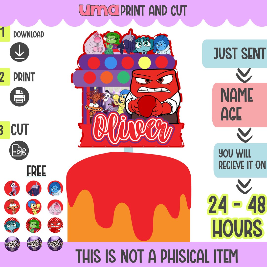 Inside Out Caketopper, Printable Topper, Party Supplies Inside Out ...