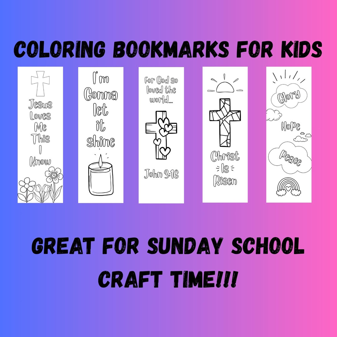 Christian Coloring Bookmarks for Kids - Etsy