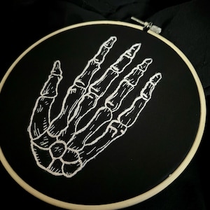 Skeleton Hand Embroidery Artwork - Etsy
