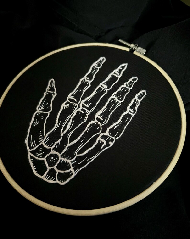 Skeleton Hand Embroidery Artwork - Etsy