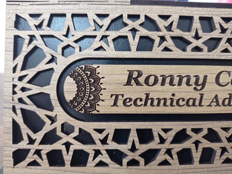 Personalized Wooden Desk Name Plate & Desktop Organizer, Desk Name ...