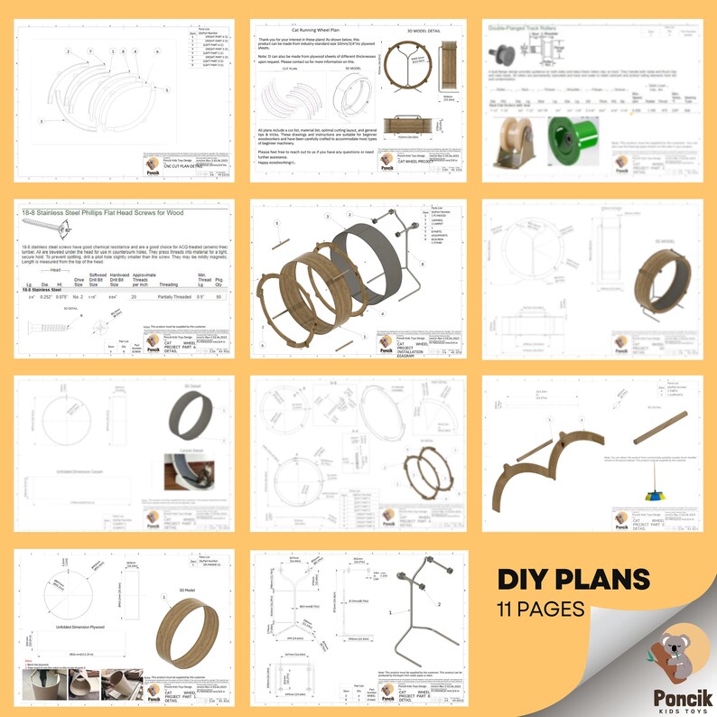Cat Running Wheel Digital Plan-cat Exercise Wheel–running, Spinning and ...