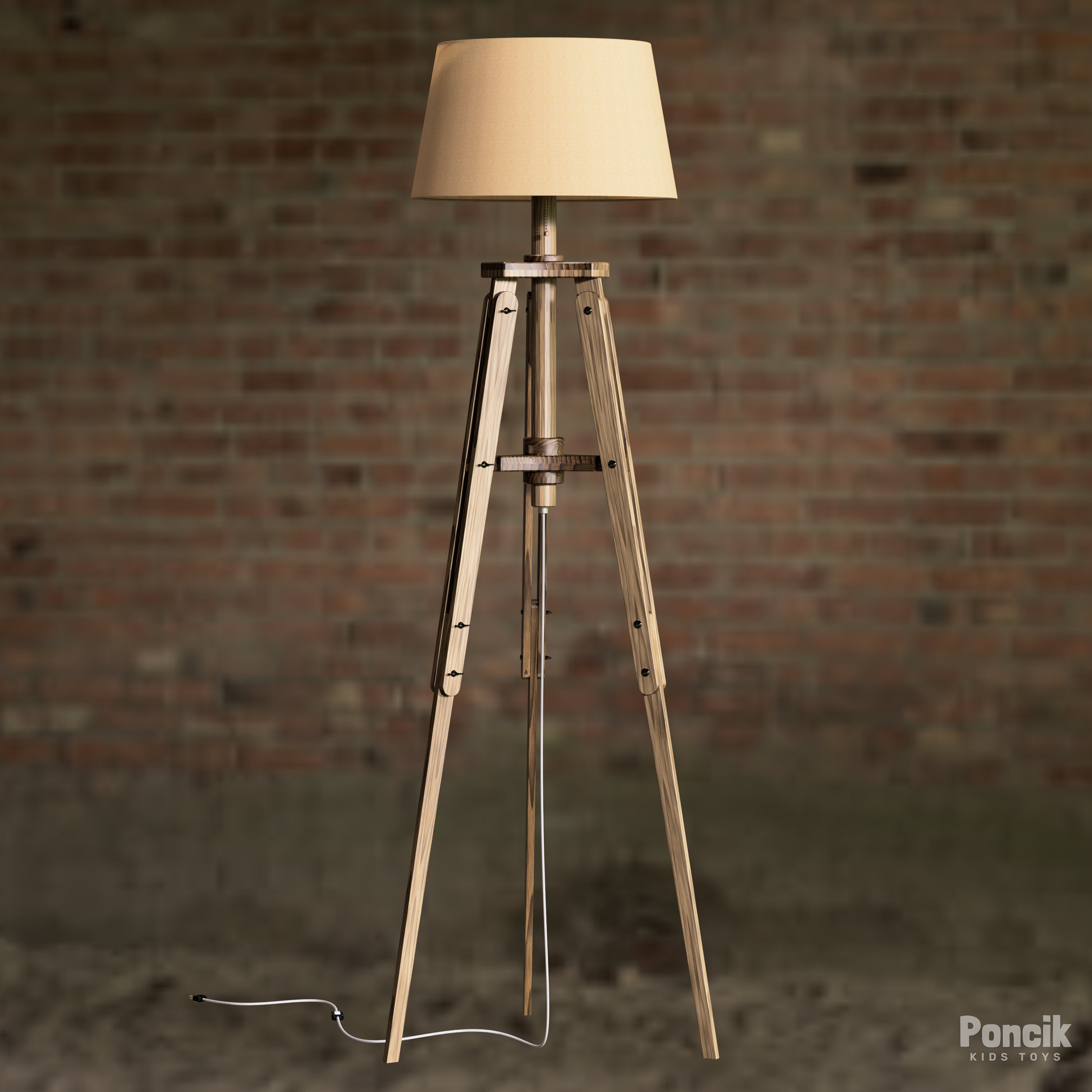Adjustable Retro Wooden Tripod Telescopic Lift Floor Lamp, Bedside ...