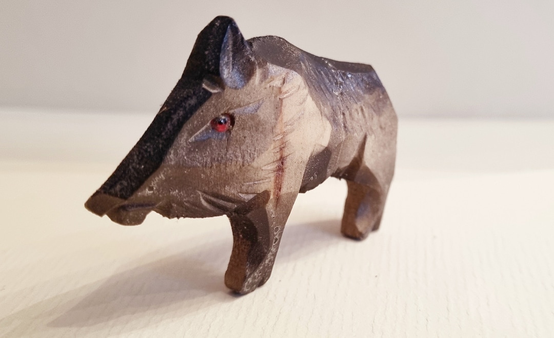 Very Cute Wild Boar Carved From Wood. All Handmade, Small Figures ...
