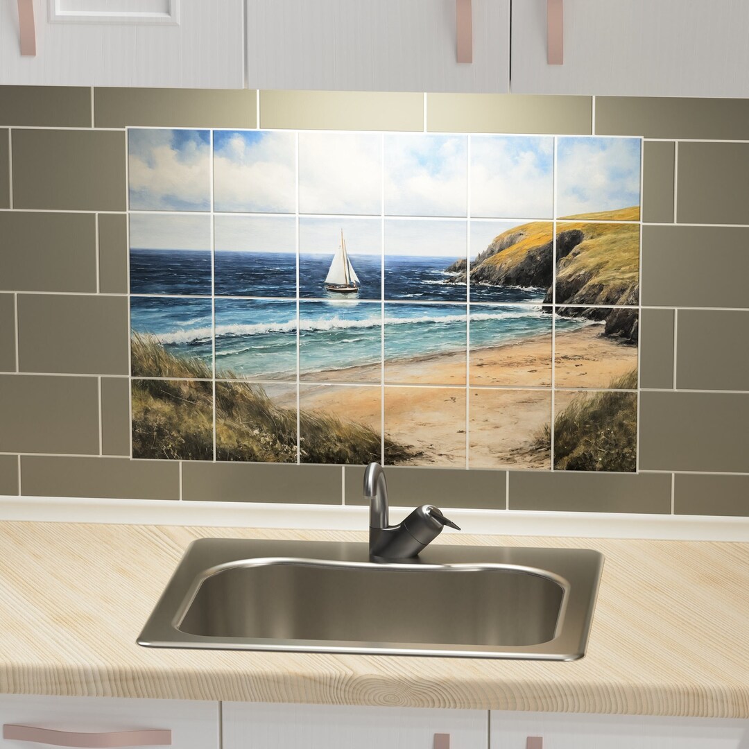Seaside Tile Mural Multi Sizes Backsplash Decorative Tiles Ceramic ...