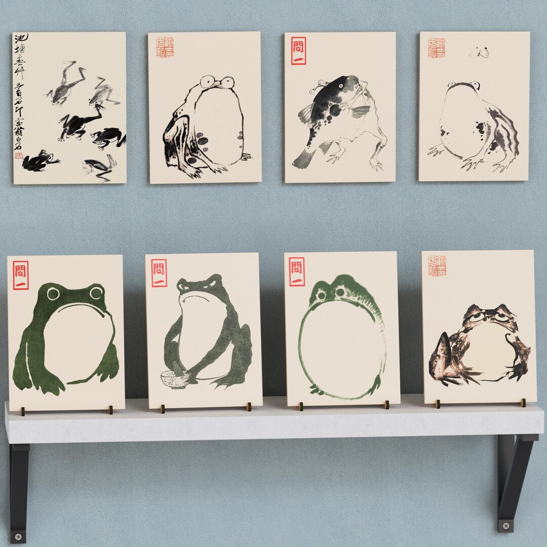 Matsumoto Hoji Grumpy Toads Ceramic Tiles - Japanese Woodblock Print ...