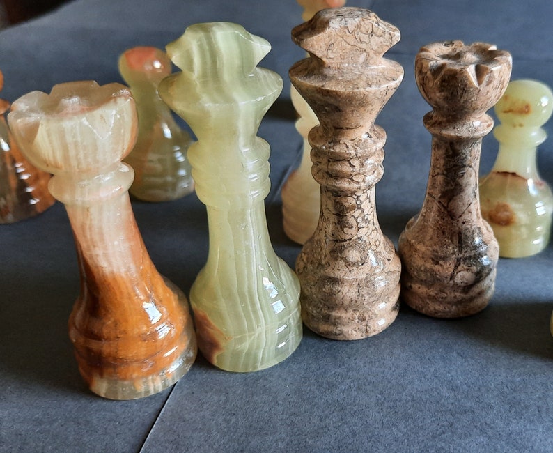 Marble Onyx Stone Chess Pieces for a Luxurious Gaming Experience. - Etsy