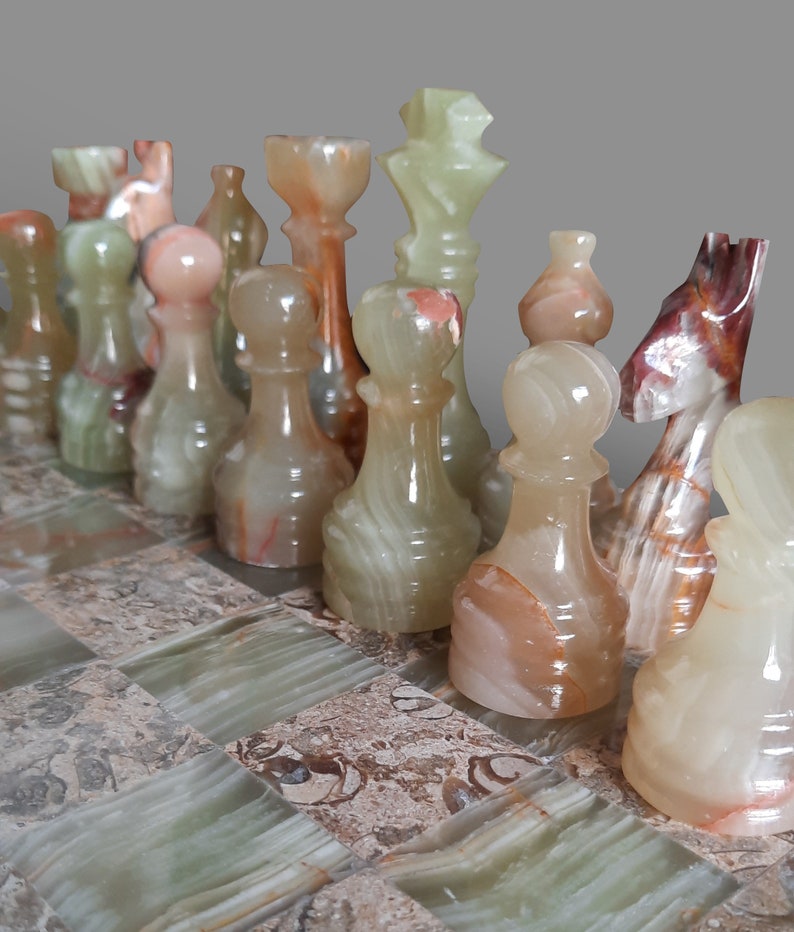 Marble Onyx Stone Chess Pieces for a Luxurious Gaming - Etsy