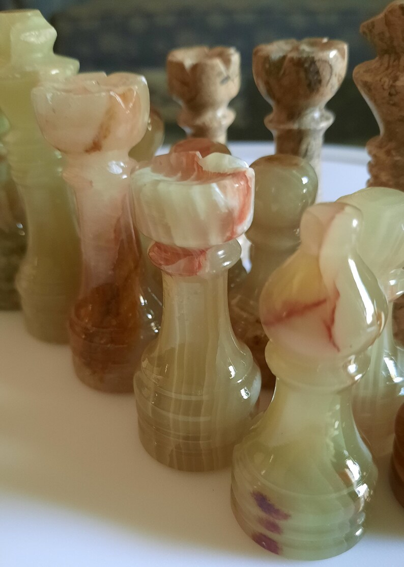 Marble Onyx Stone Chess Pieces for a Luxurious Gaming Experience. - Etsy