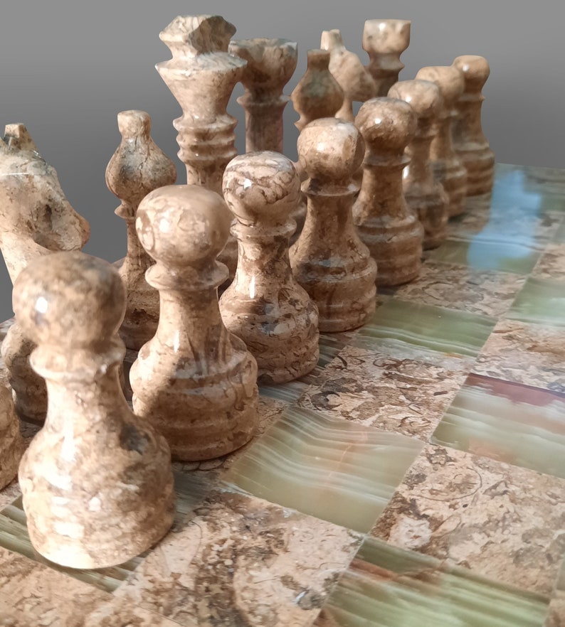 Marble Onyx Stone Chess Pieces for a Luxurious Gaming - Etsy