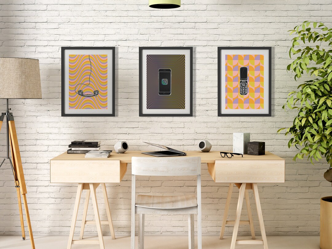 Colourful, Retro, Art Illustration Prints Set of 3 - Etsy