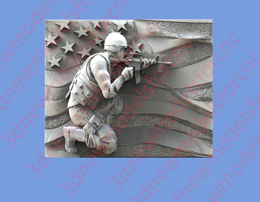 3d Model Stl File For Cnc Router Laser And 3d Printer Soldier Etsy