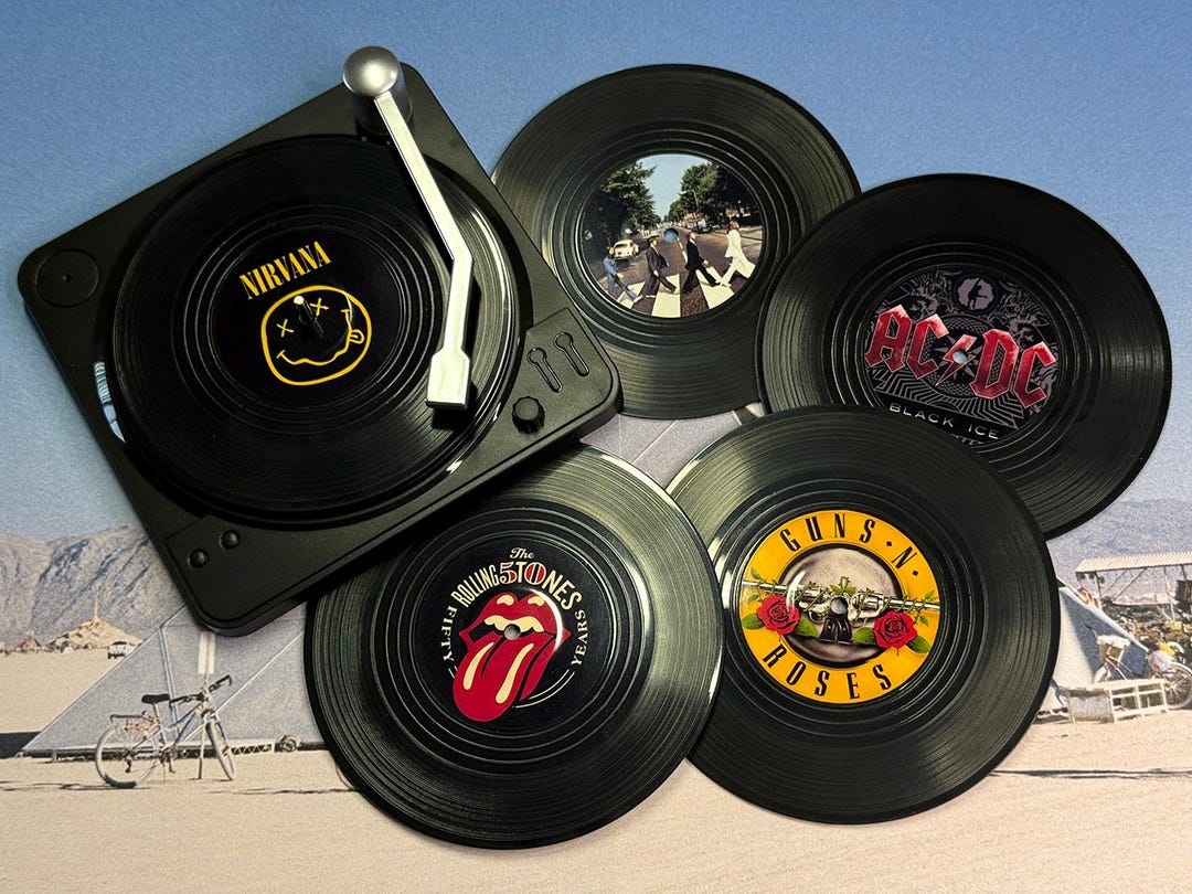 Set of 6 Vinyl Record Coasters Perfect for Music Lovers & Home Bar ...