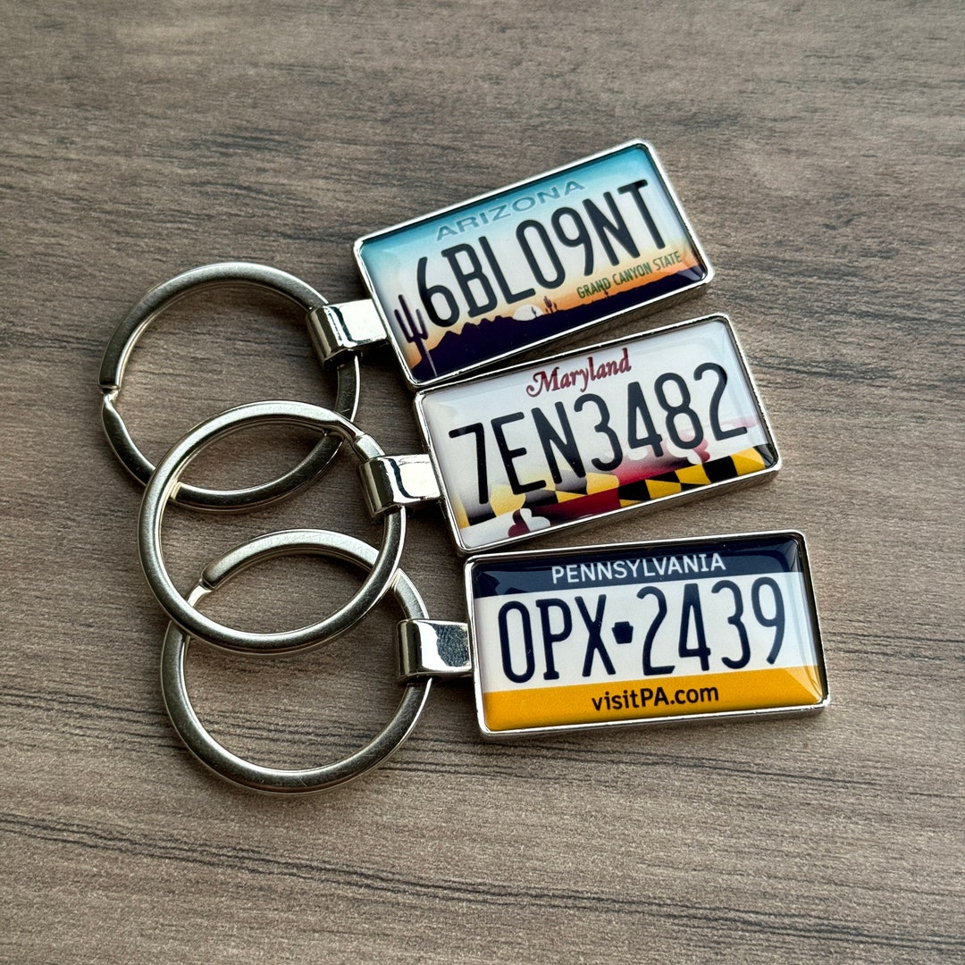 Car USA License Plate Keychain Custom Car Keychain Number Plate License ...