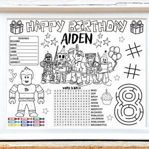 Personalized Roblox Activity Sheet, Roblox Coloring Page, Roblox ...