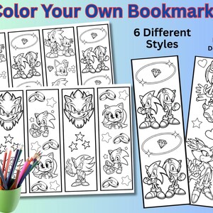 Printable Sonic Color Your Own Bookmarks, Sonic Party Favors, Hedgehog ...