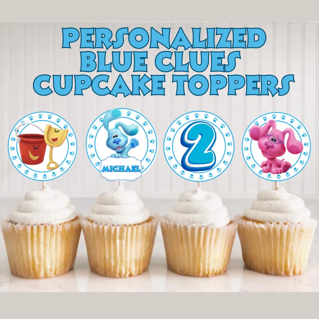 Personalized Blue Clues Birthday Cupcake Toppers, Blues Cake Decoration, Blues Clue Party Favor ...