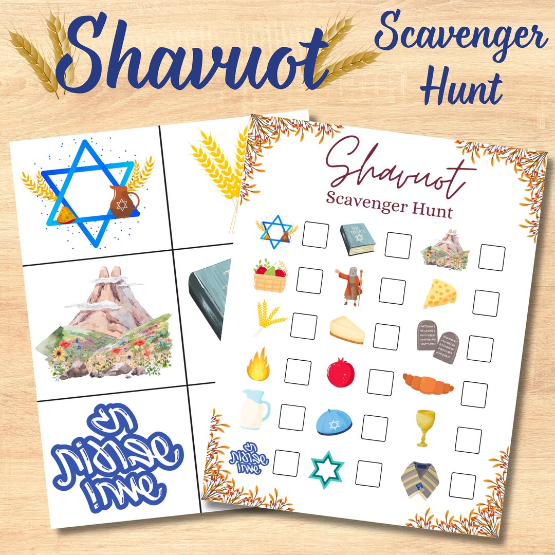 Shavuot Scavenger Hunt, Printable Shavuot Game, Instant Download Hebrew ...