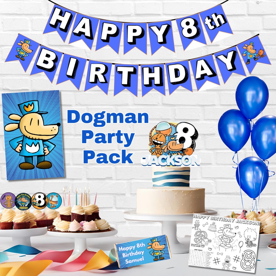 Personalized Dogman Birthday Party Pack, Printable Download Dog Theme ...