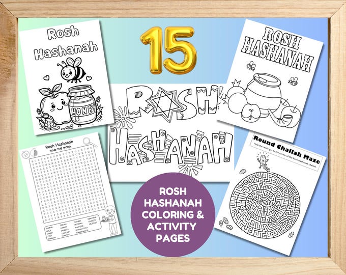 Printable Rosh Hashanah Activity Book for Kids. Activity Pages, Puzzles ...
