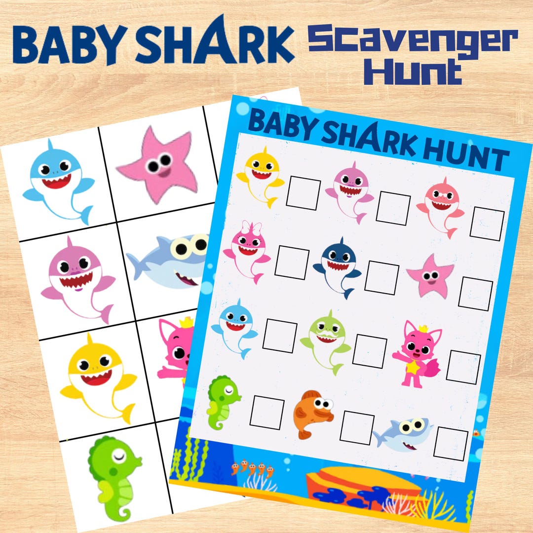 Baby Shark Scavenger Hunt Game, Shark Birthday Party Game, Printable ...
