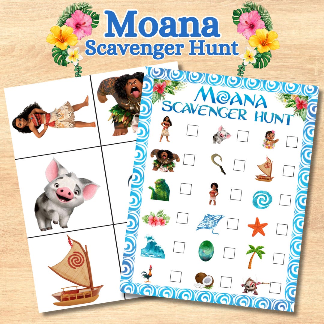 Moana Scavenger Hunt, Moana Themed Birthday Party Game, Hawaiian Party ...
