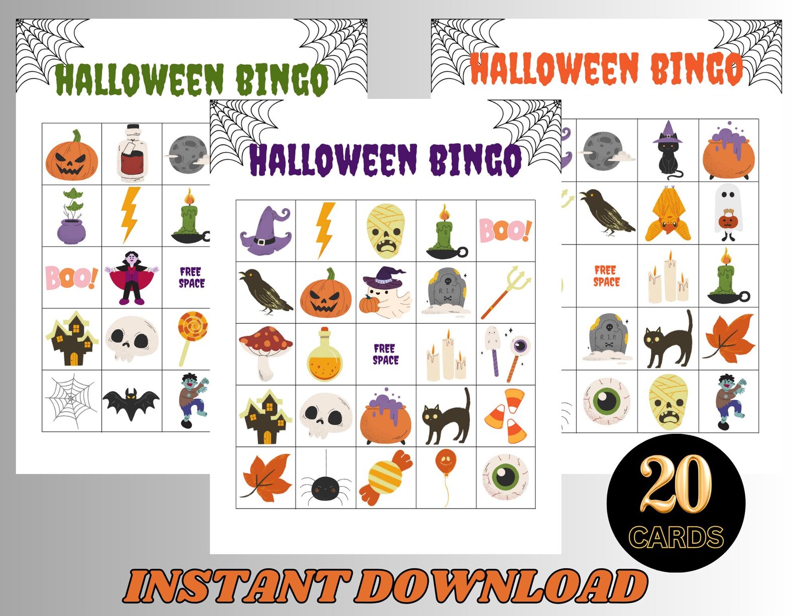 Halloween Bingo, Printable Kids Halloween Bingo Party Game, Halloween ...