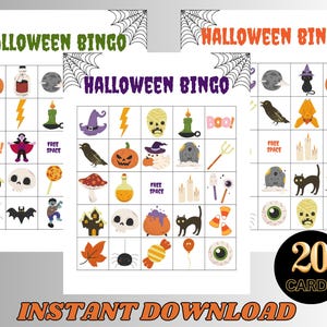 Halloween Bingo, Printable Kids Halloween Bingo Party Game, Halloween ...